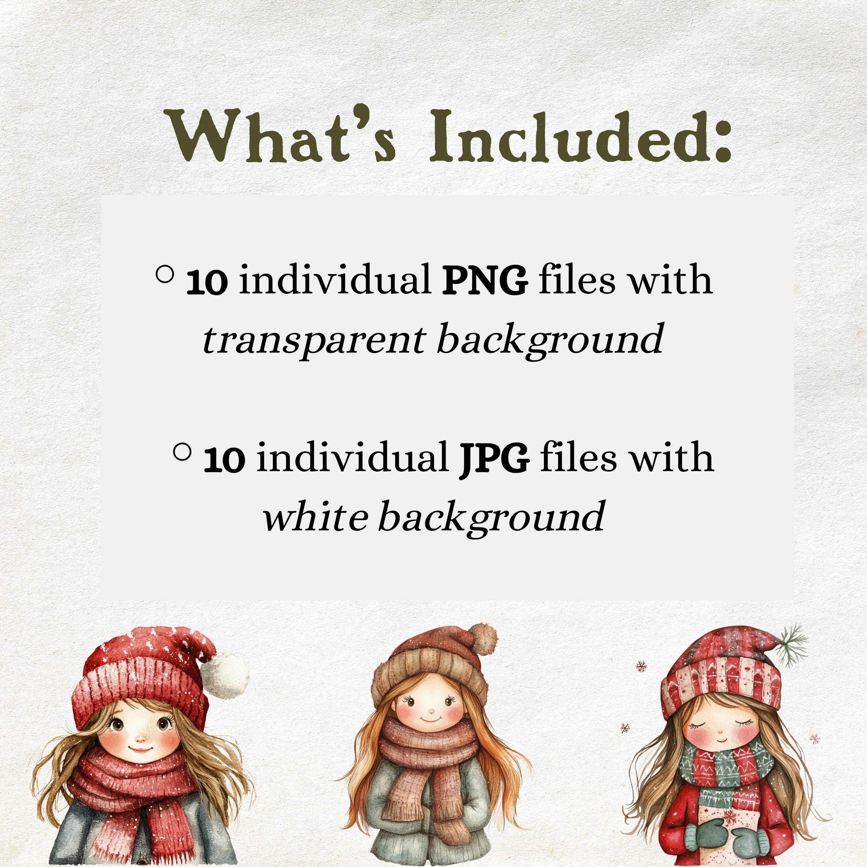 Winter Girls - 10 Watercolor Clipart Set, Cute Little Girls, Cozy Girl ...