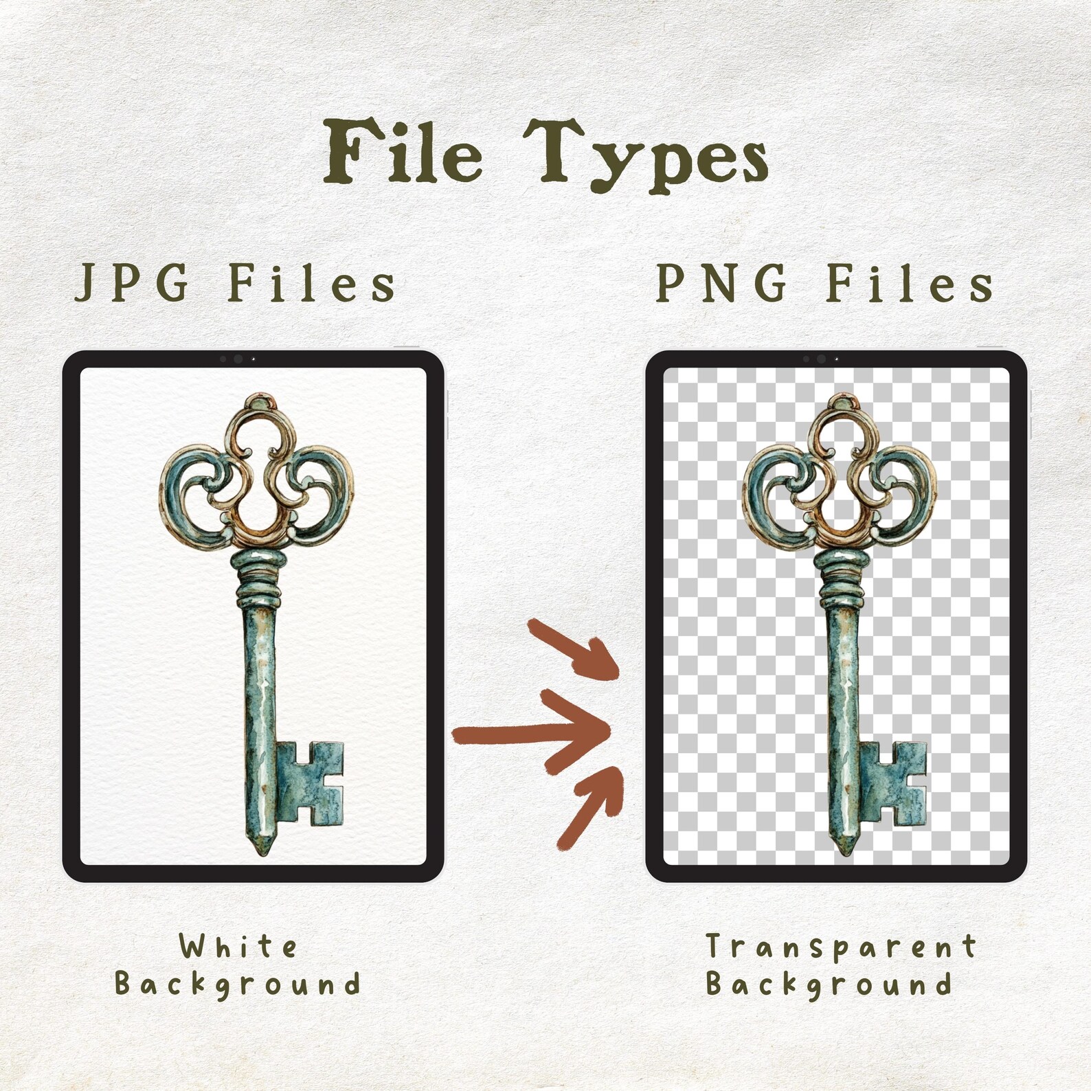 Vintage Keys - 10 Watercolor Clipart Set, Antique Key Illustration ...