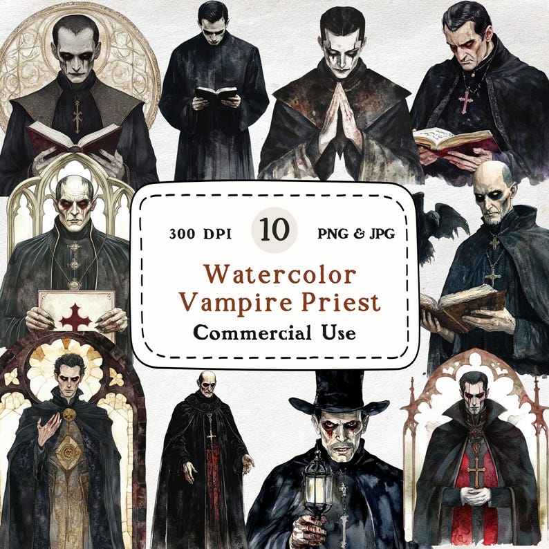 Vampire Priest Clipart, Gothic Clergy PNG, Dark Bishop Illustration ...