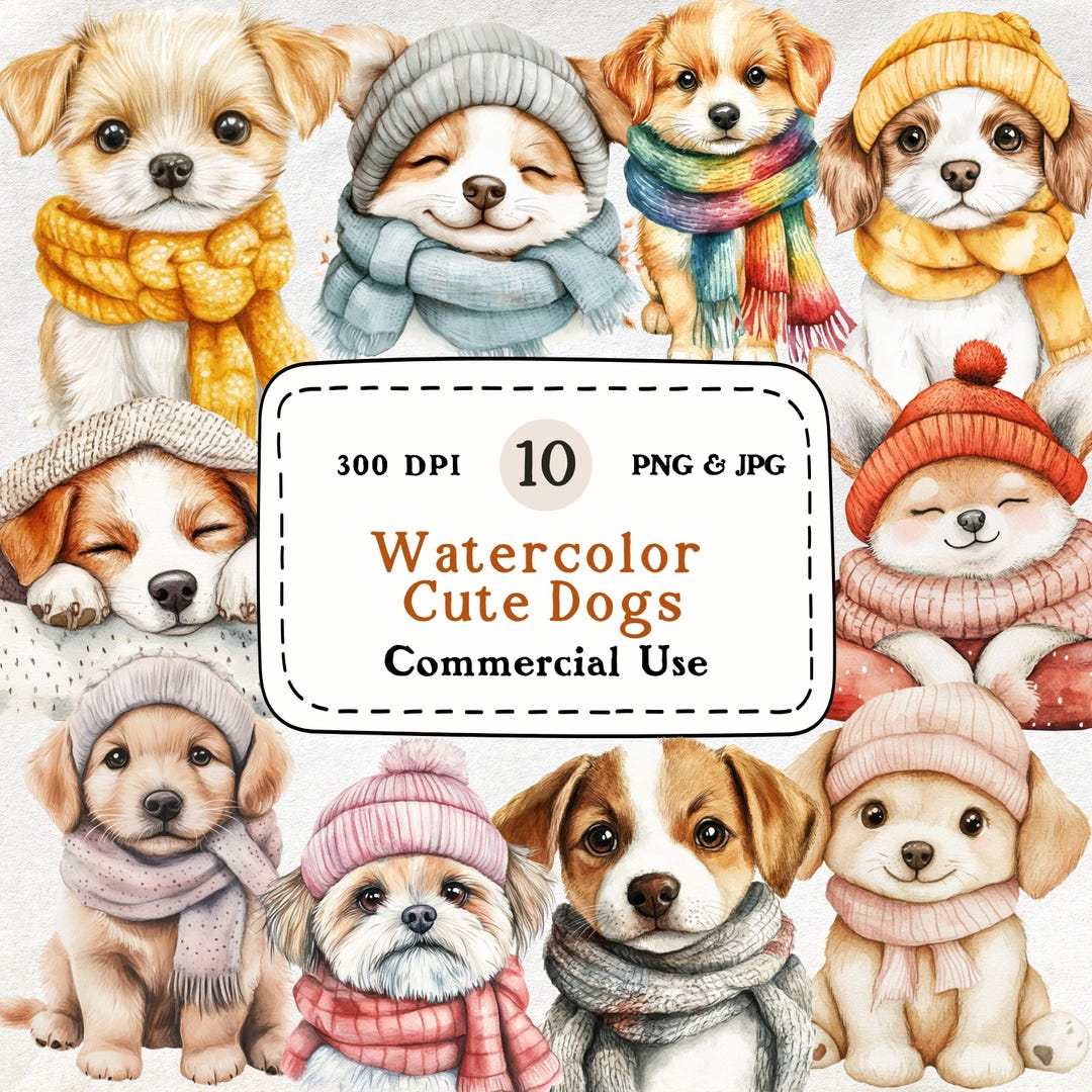 Cozy Fall Dogs Watercolor Clipart – 10 Piece Set (digital Download) - Etsy