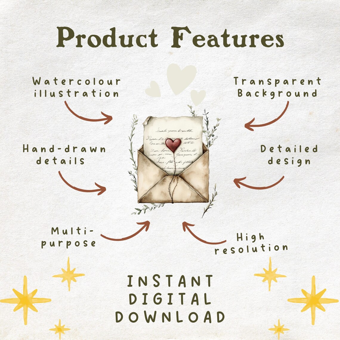 Cottagecore Letters - 15 Watercolor Clipart Set, Cute Handwritten ...