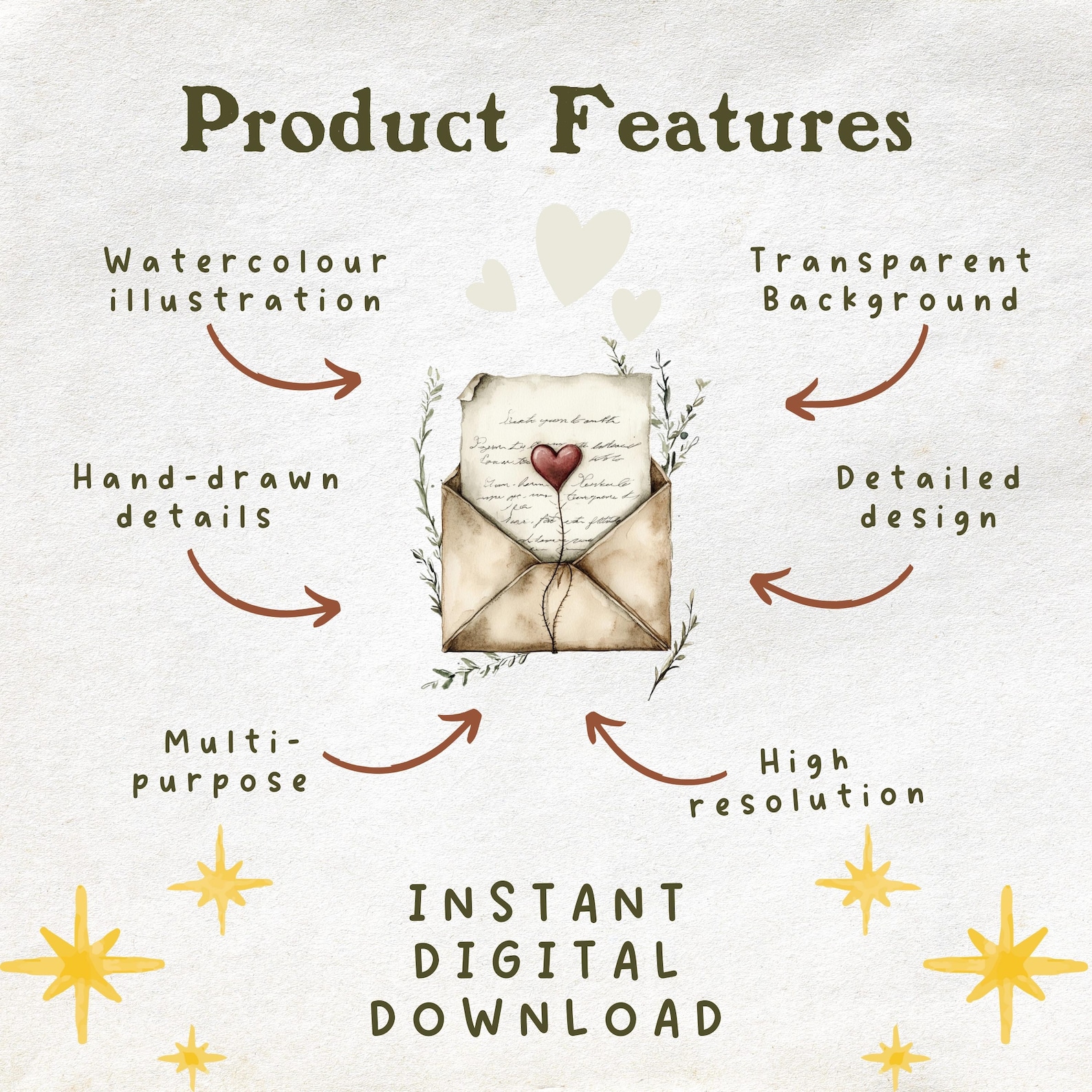 Cottagecore Letters - 15 Watercolor Clipart Set, Cute Handwritten ...