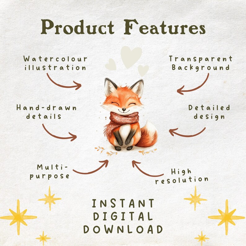 Cute Foxes - 10 Watercolor Clipart Set, Cute Fox Clip Art, Animal ...
