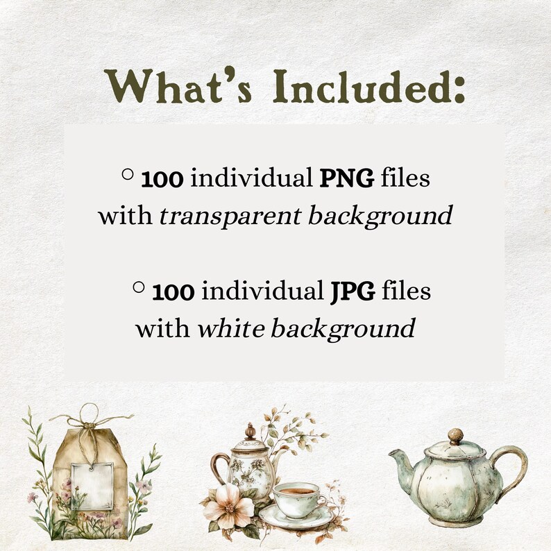 Time for Tea - 100 Watercolor Clipart Set, Tea Time Clipart, Tea Party ...