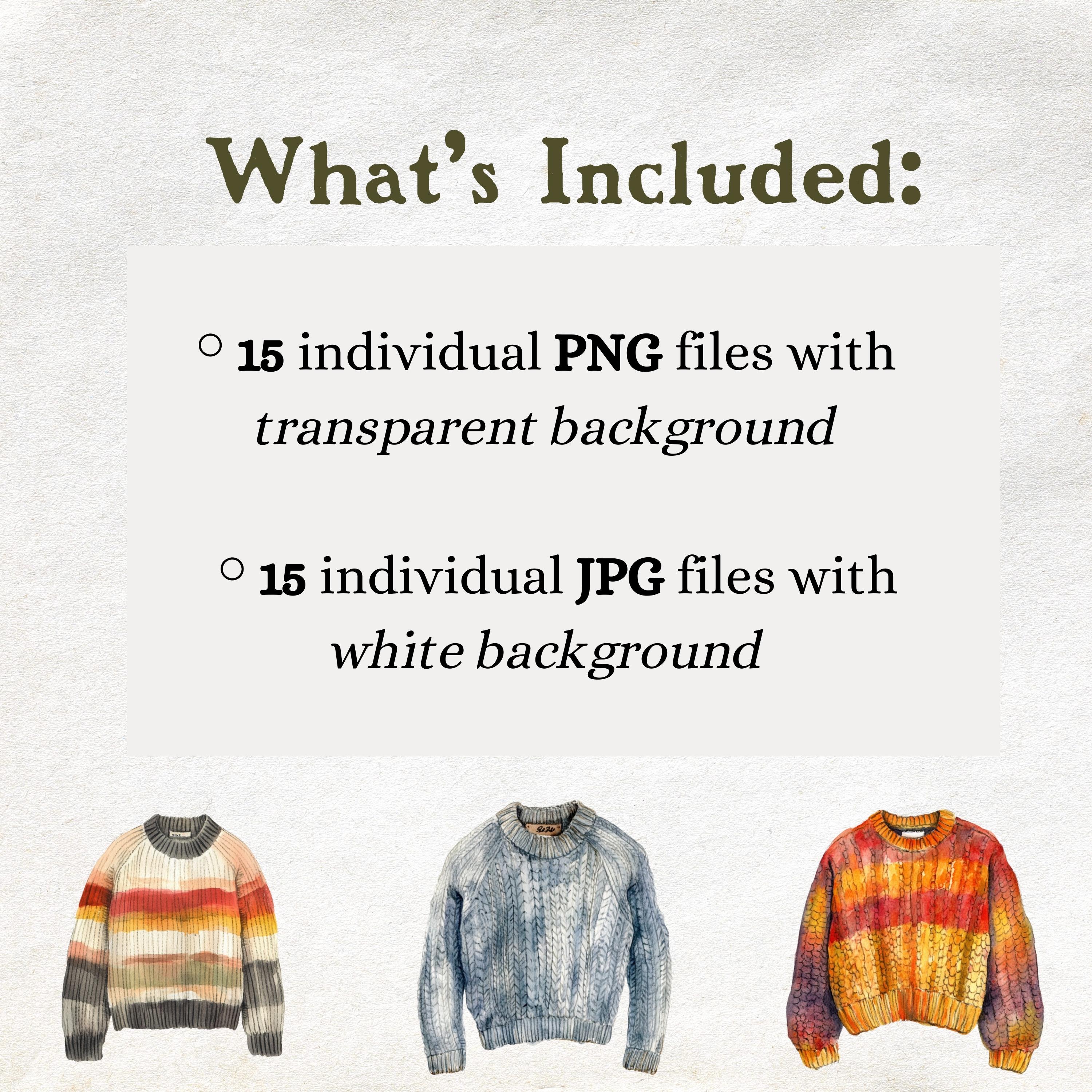 Cozy Sweaters - 15 Watercolor Clipart Set, Warm Autumn Illustrations ...