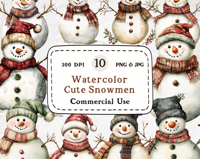Whimsical Christmas Snowman Clipart – Cute Holiday Winter PNG Set ...