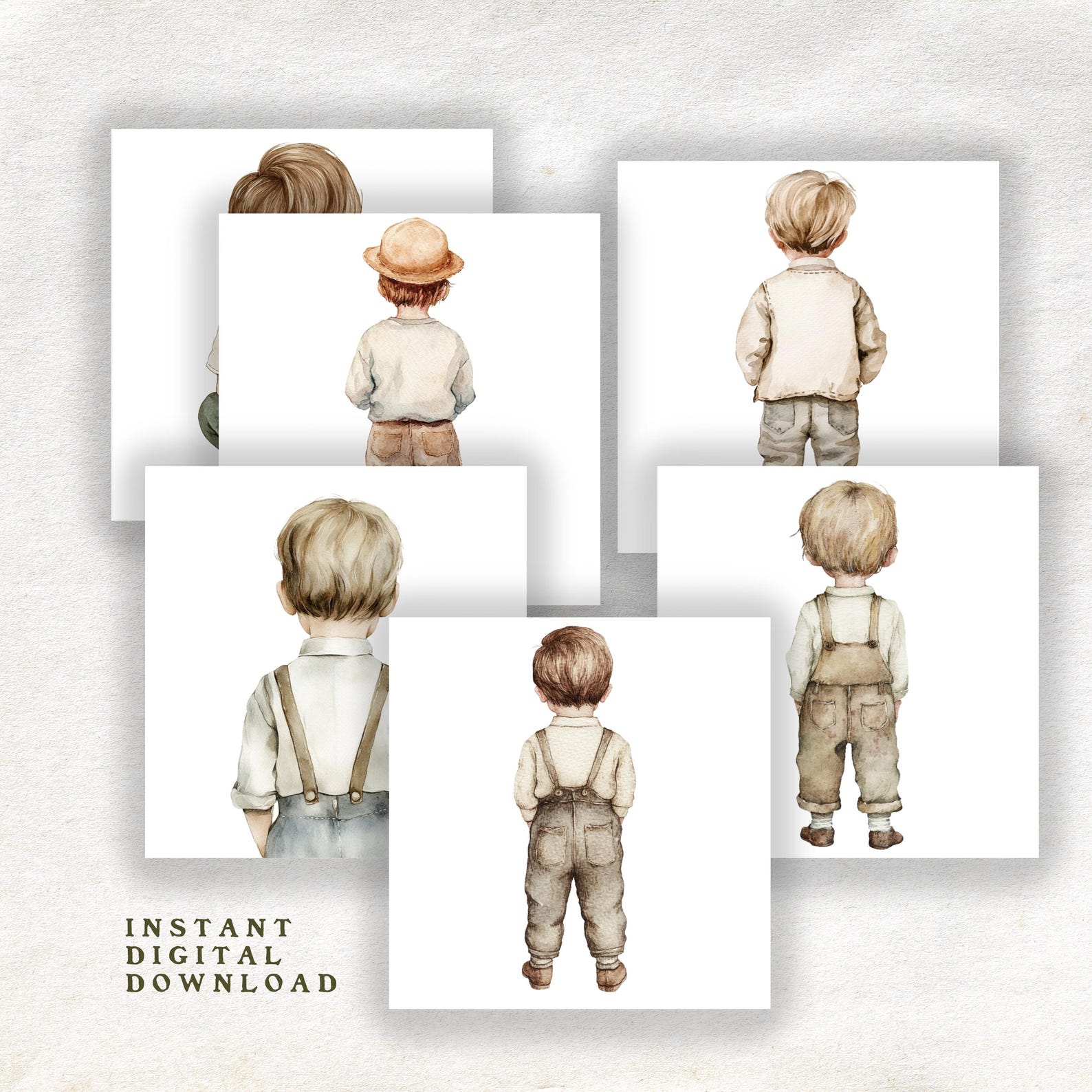 Little Boy Watercolor Clipart – 25 Kid's Illustrations, Nursery Art ...