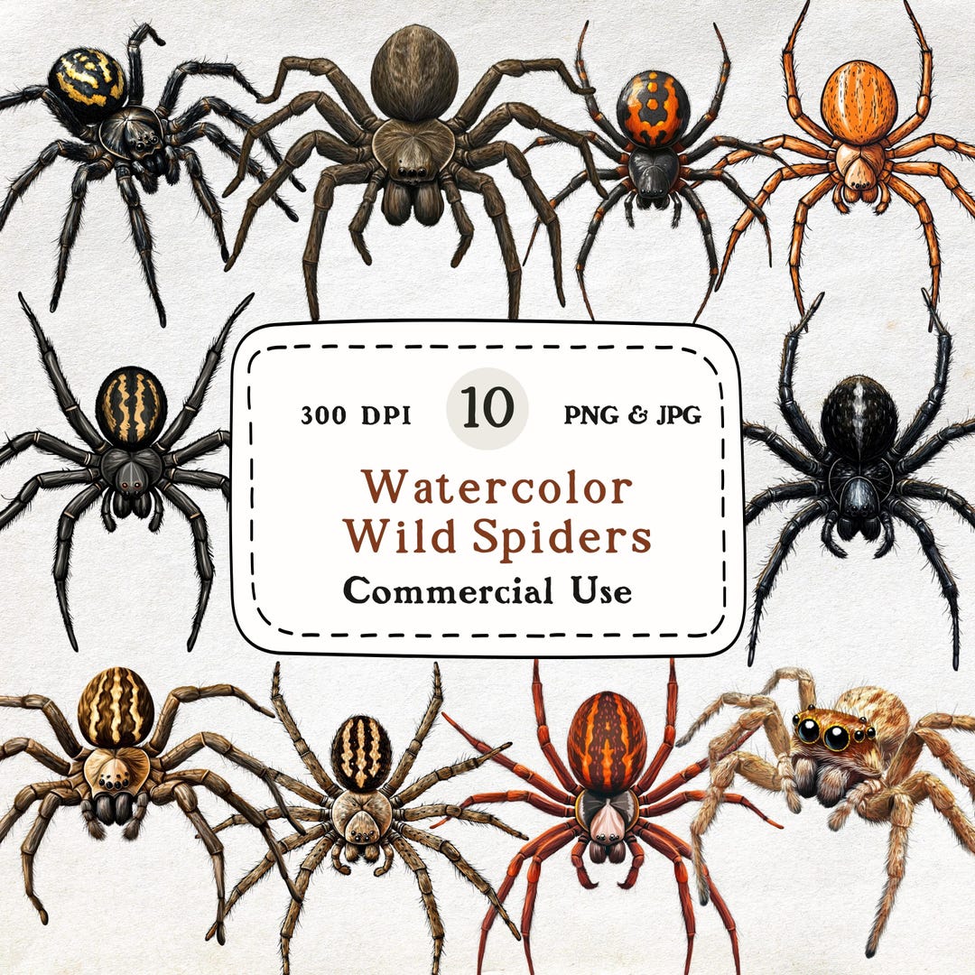 Realistic Spider Clipart Bundle - 10 Detailed Arachnid Illustrations ...