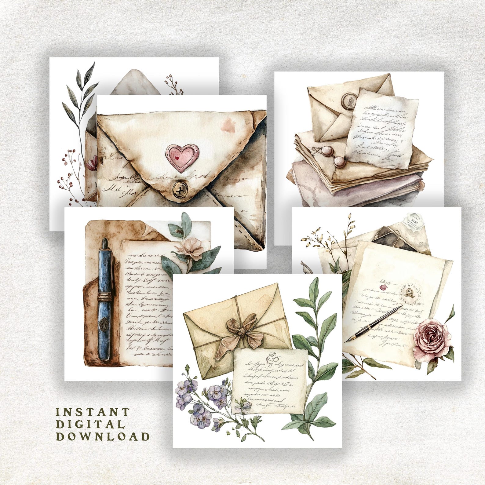 Cottagecore Letters - 15 Watercolor Clipart Set, Cute Handwritten ...