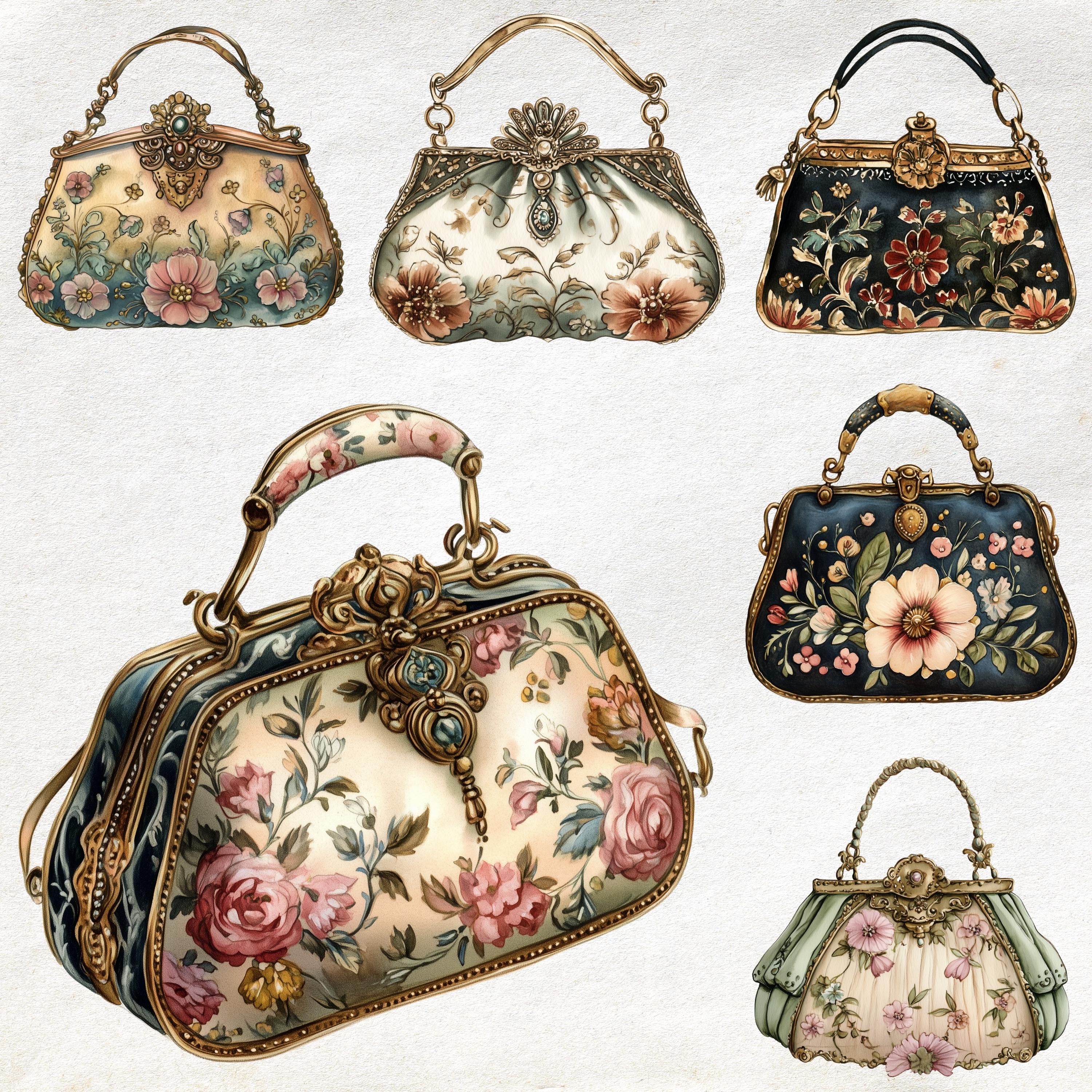 Watercolor Lady's Purse Clipart – 15 Victorian Handbag Illustrations ...