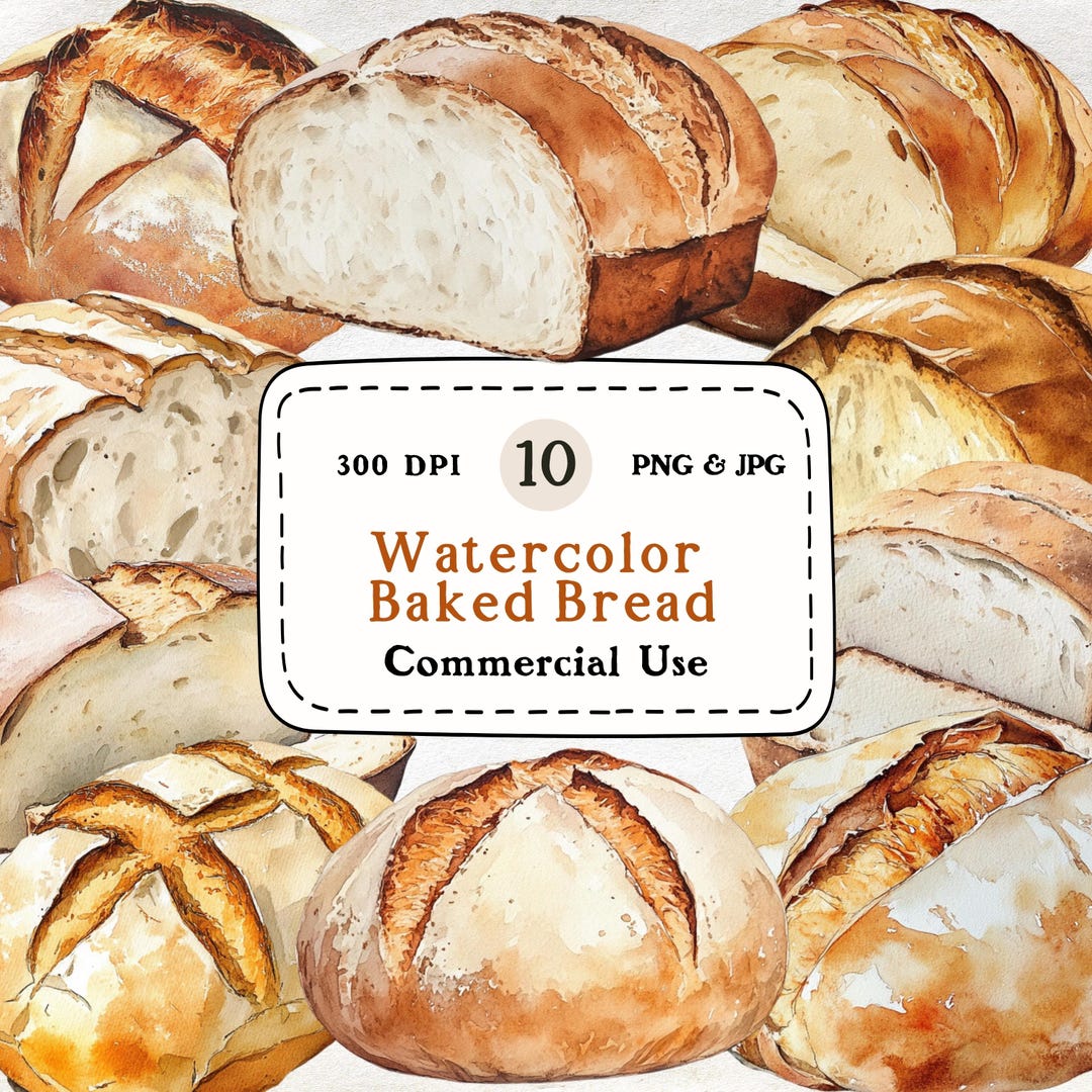 Watercolor Bread Clipart Set – Baking Illustrations (digital Download ...