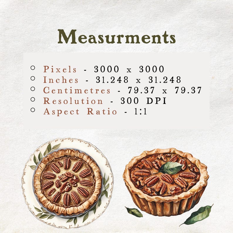 Watercolor Pecan Pie Clipart Set – Autumn Thanksgiving Food (digital ...