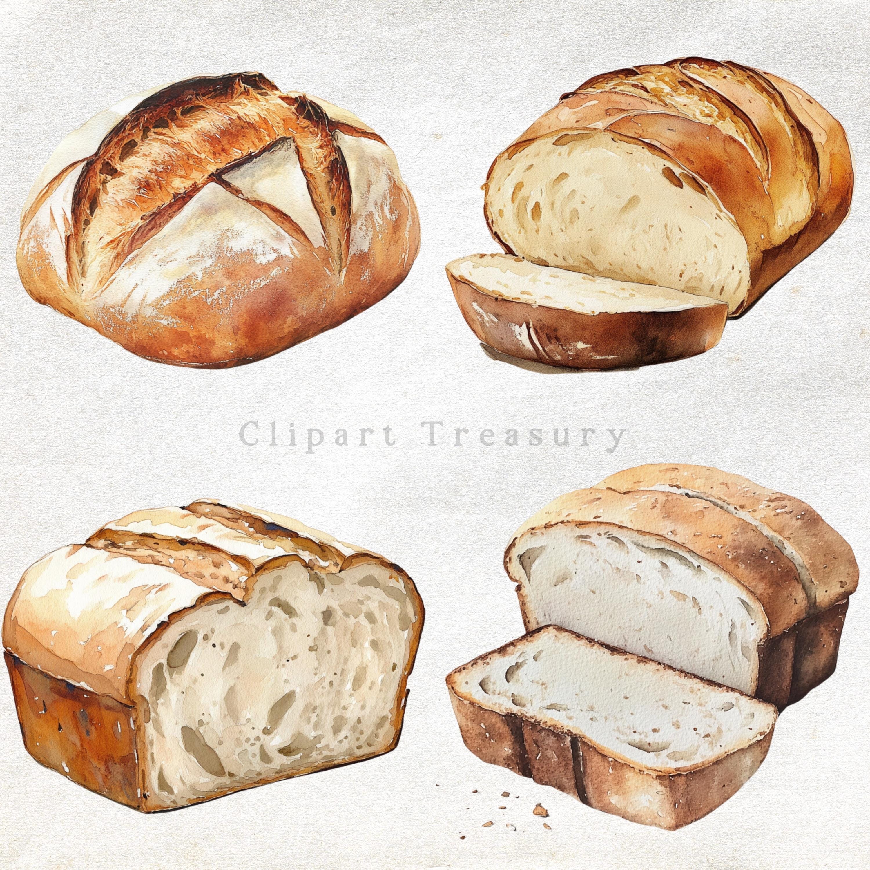 Watercolor Bread Clipart Set – Baking Illustrations (digital Download ...