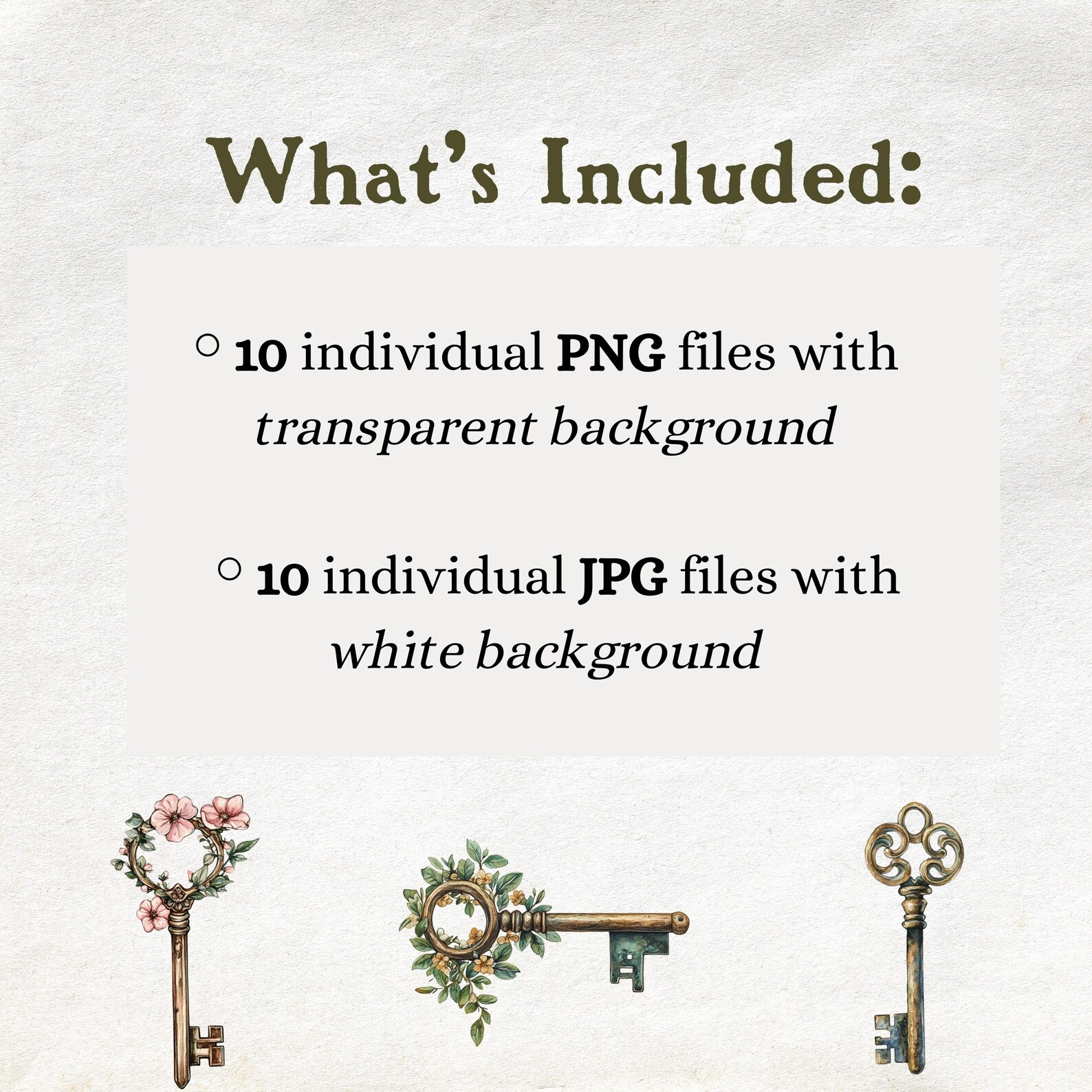 Vintage Keys - 10 Watercolor Clipart Set, Antique Key Illustration ...