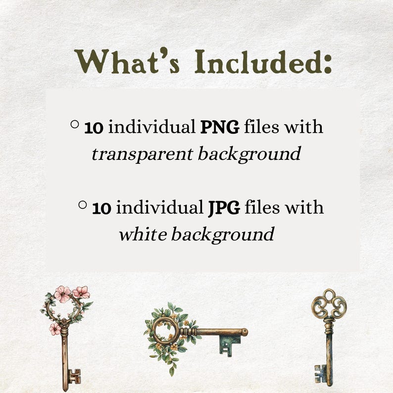 Vintage Keys - 10 Watercolor Clipart Set, Antique Key Illustration ...
