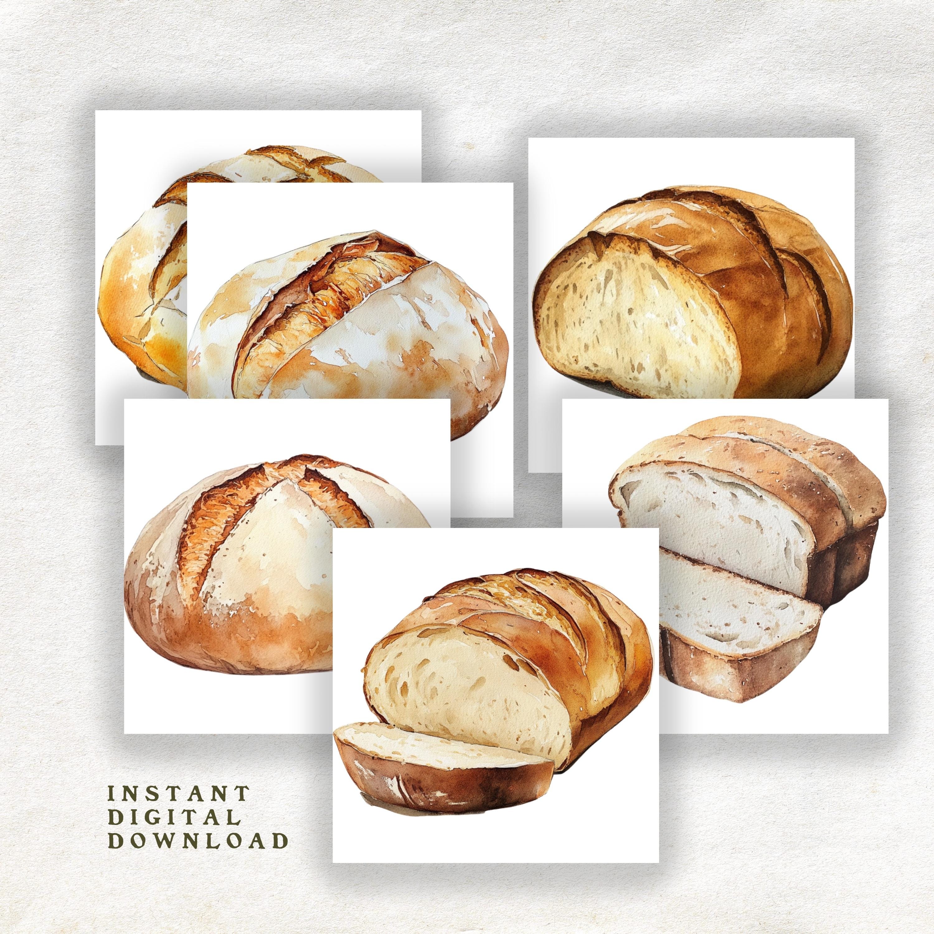 Watercolor Bread Clipart Set – Baking Illustrations (digital Download ...