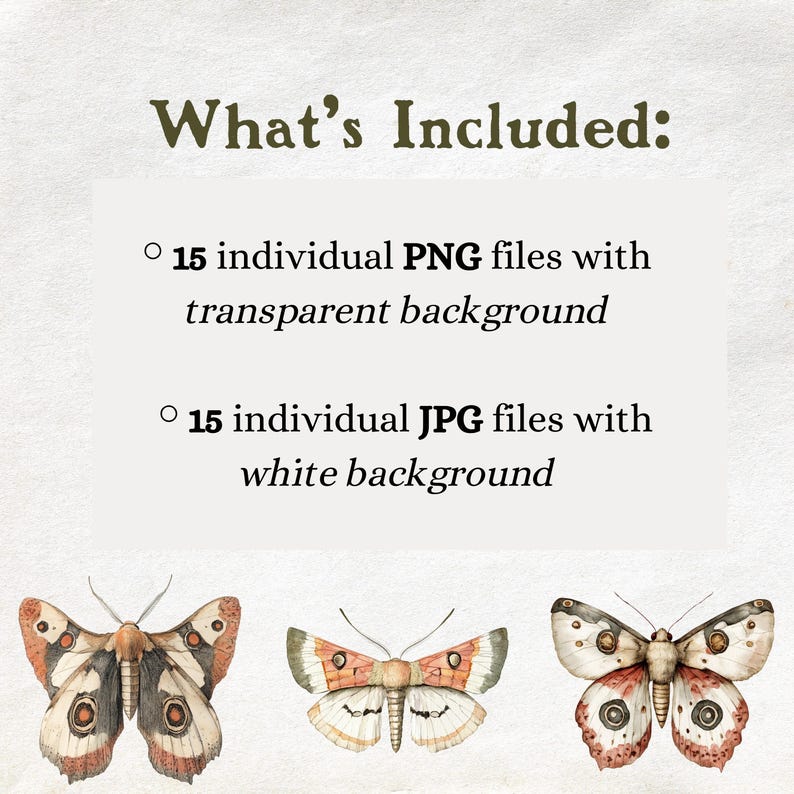 Moths - 15 Watercolor Clipart Set, Mystical Moth Clipart, Watercolor ...