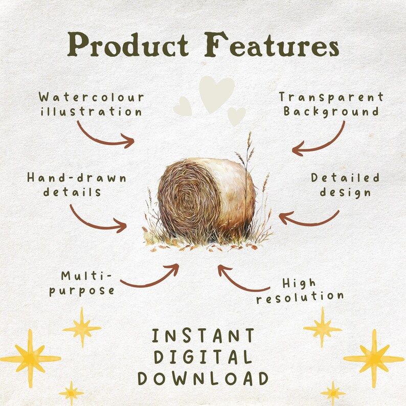 Watercolor Hay Bale Clipart Set – Autumn Farm Graphics (digital ...