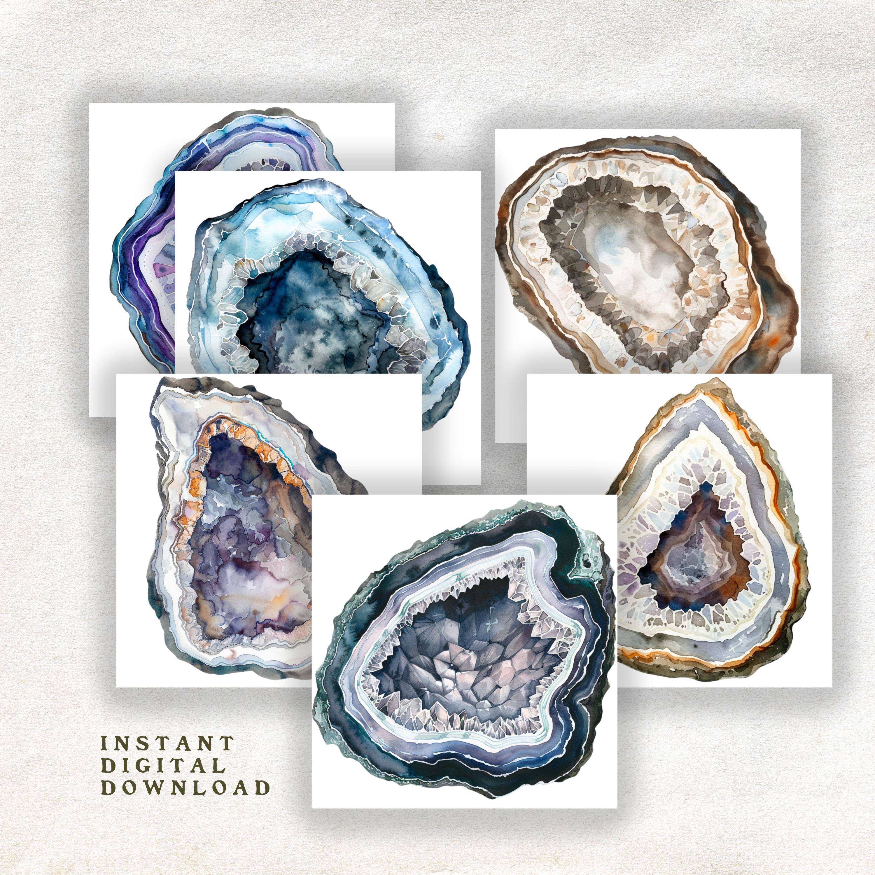 Natural Geodes - 20 Watercolor Clipart Set, Geode Clipart, Crystal PNG ...