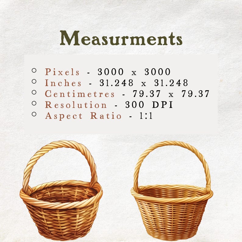 Watercolor Basket Clipart – 10 Weaved Empty Baskets (digital Download ...