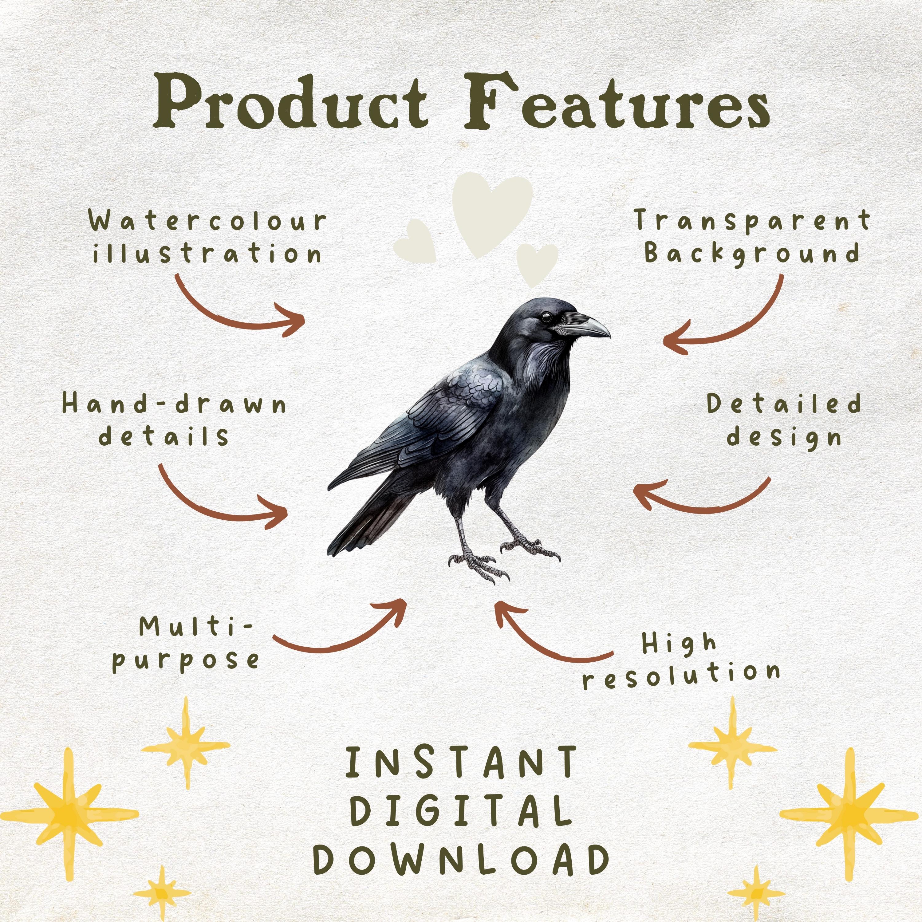 Ravens - 10 Watercolor Clipart Set, Raven Clip Art, Animal Clipart ...