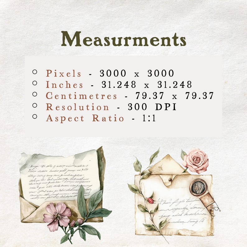 Cottagecore Letters - 15 Watercolor Clipart Set, Cute Handwritten ...