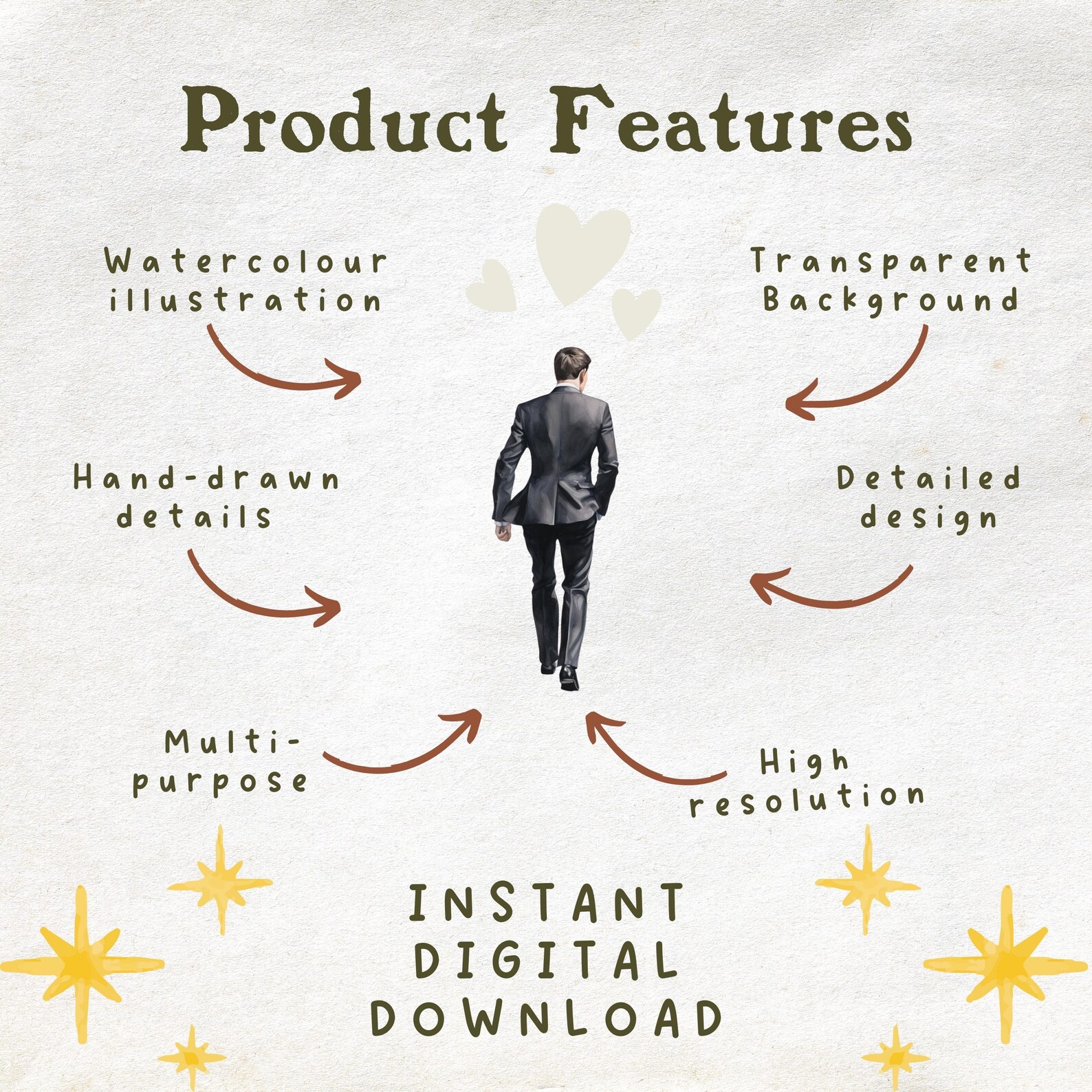 Businessman Back View - 25 Watercolor Clipart Set, Man Clipart, Men ...