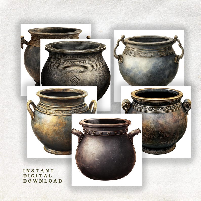 Watercolor Witch Cauldron Clipart – Magic Brew, Fantasy Art (digital ...