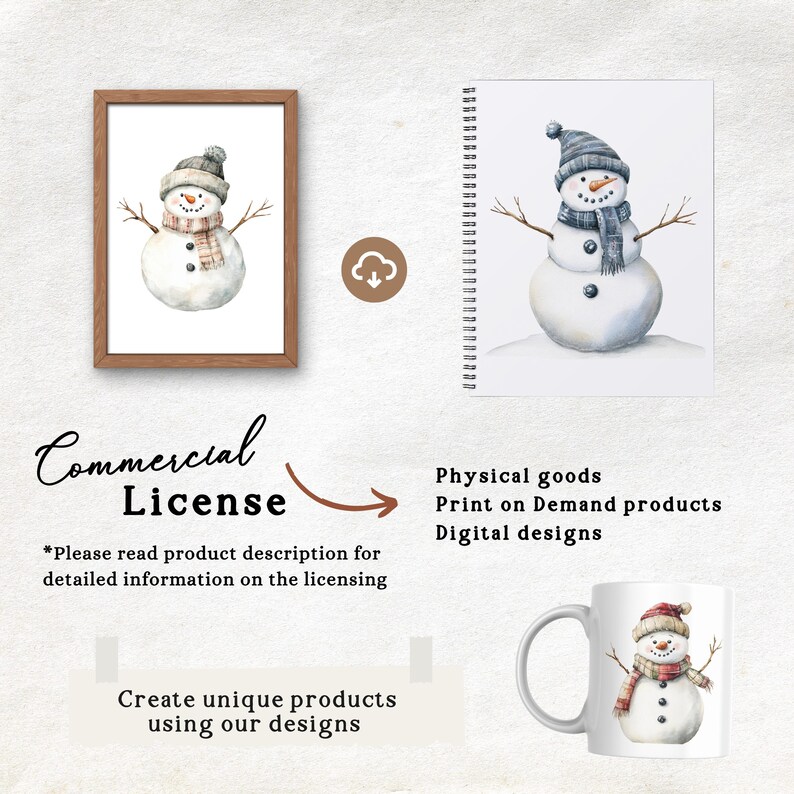 Watercolor Snowmen Clipart Set – Winter Holiday Illustrations (digital ...