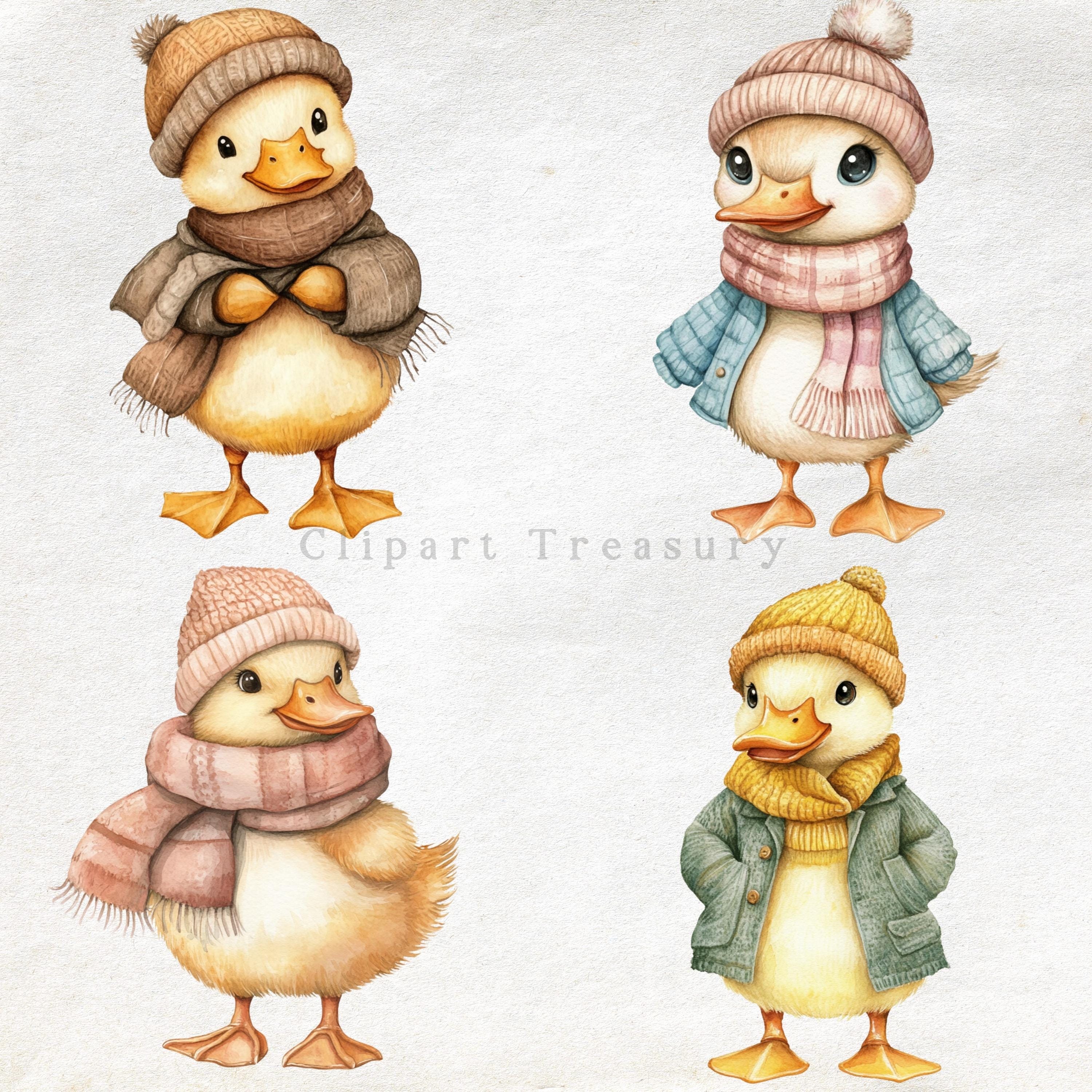 Cute Ducks - 10 Watercolor Clipart Set, Cute Duck Clip Art, Animal ...