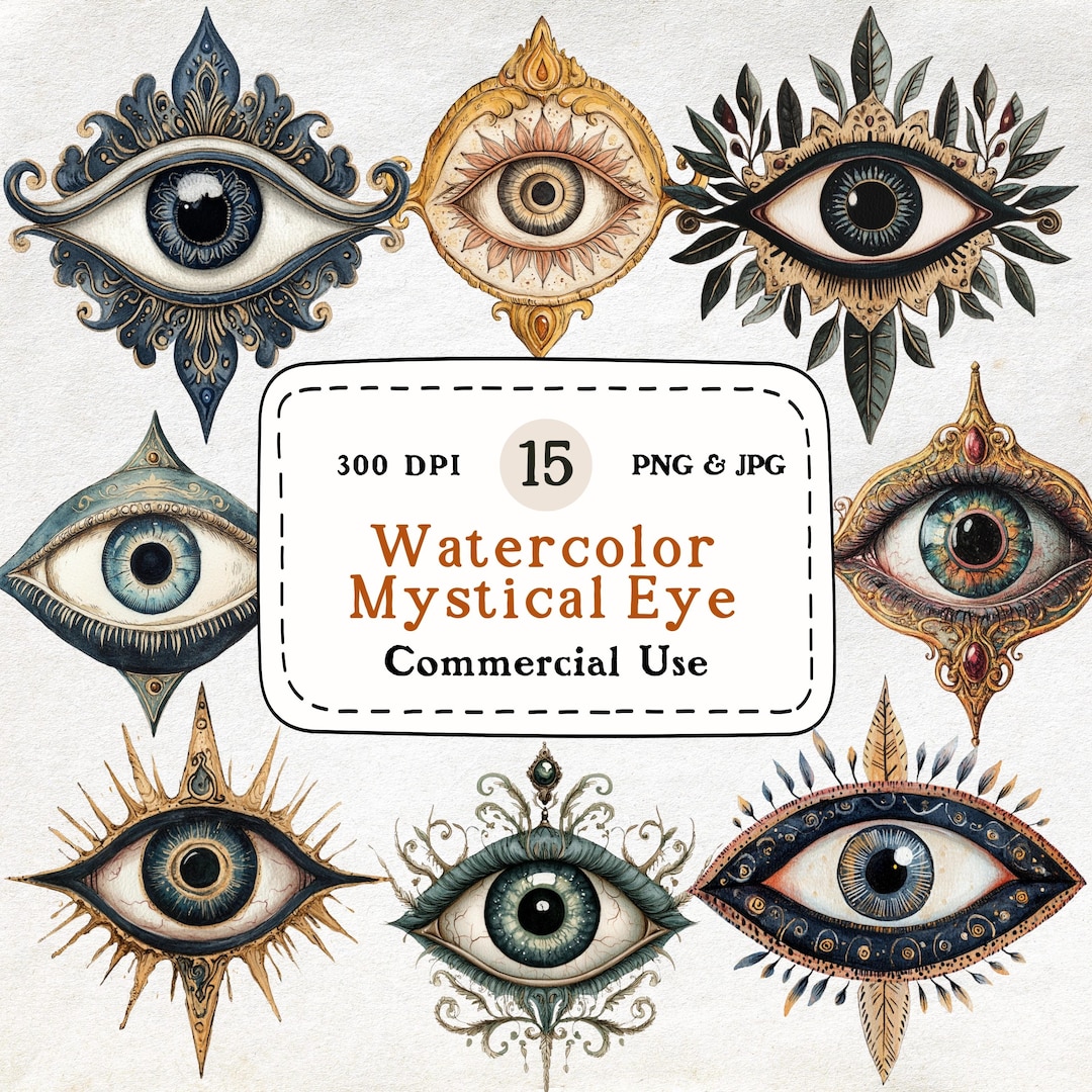 Mystical Eye - 15 Watercolor Clipart Set, Spiritual Illustrations ...