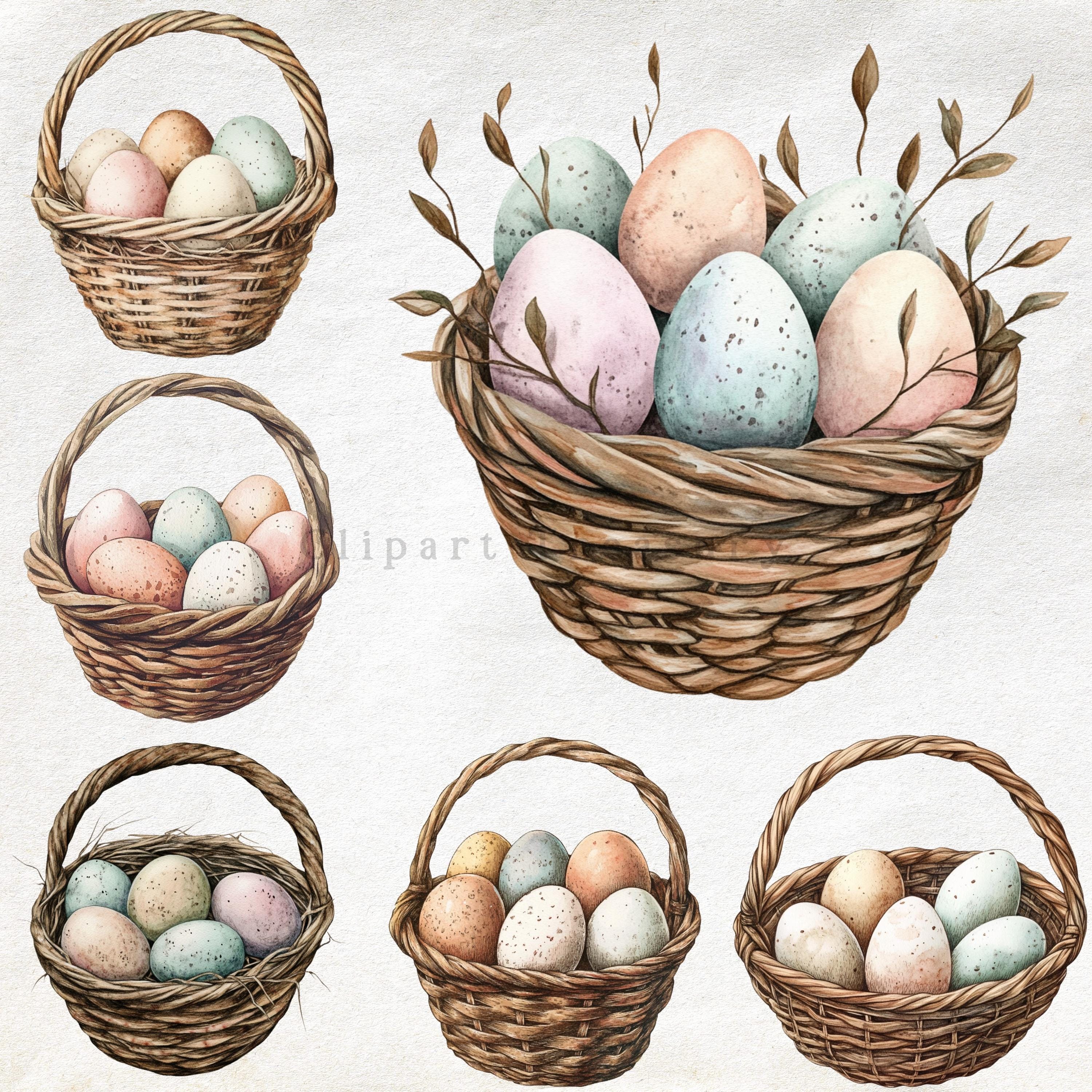 Watercolor Egg Basket Clipart – Easter Spring Set (digital Download) - Etsy