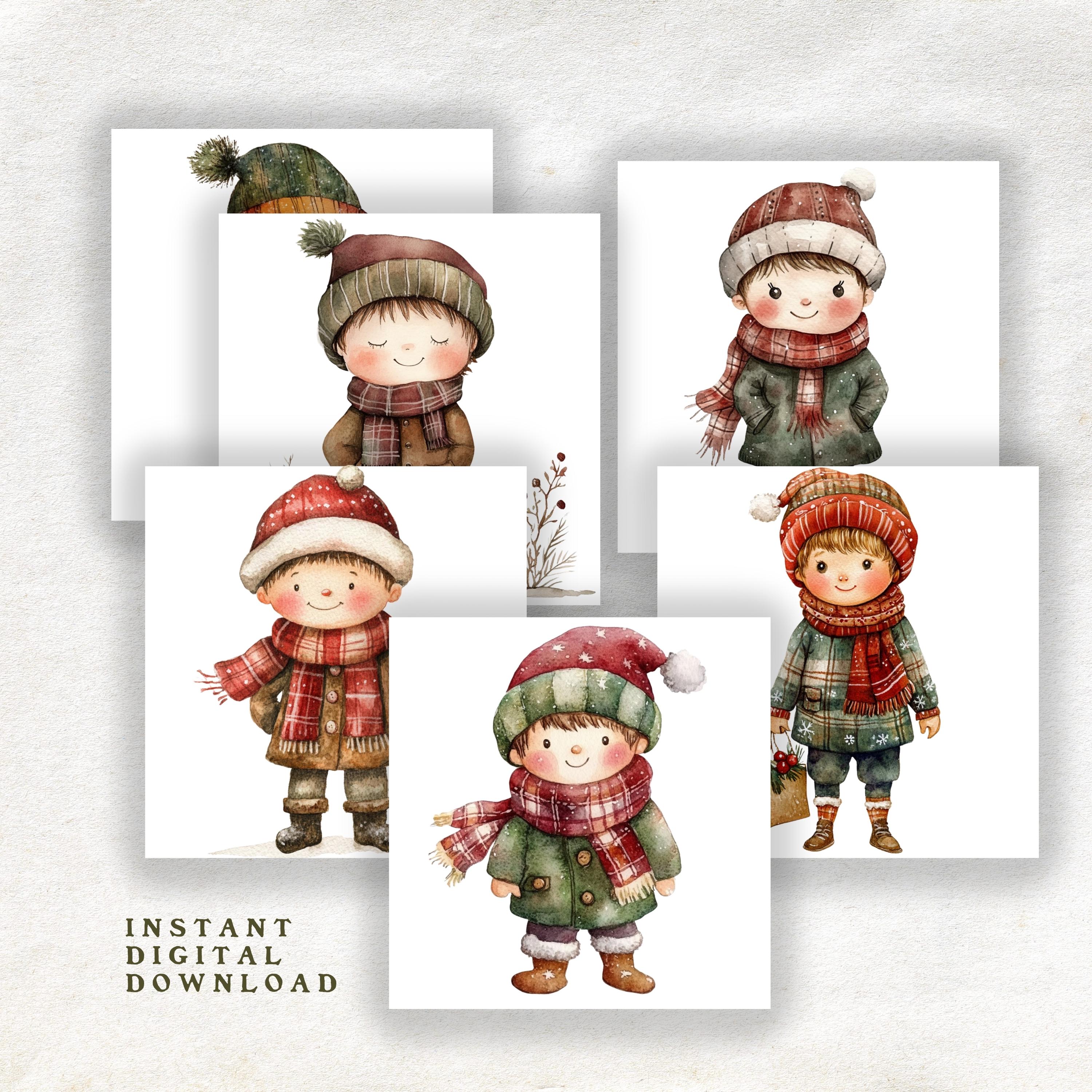 Watercolor Winter Boys Clipart Set – Cozy Kids Art (digital Download ...