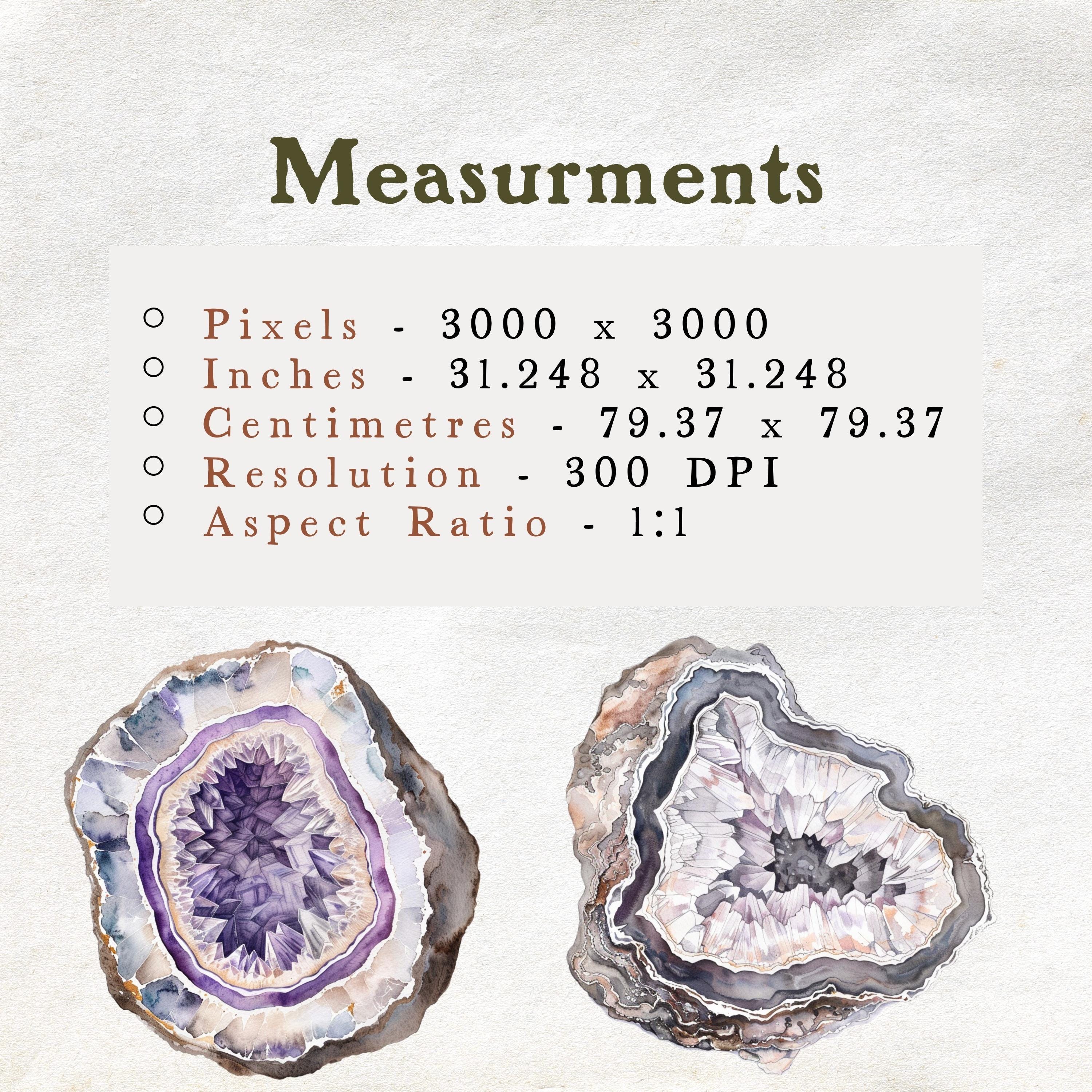 Natural Geodes - 20 Watercolor Clipart Set, Geode Clipart, Crystal PNG ...