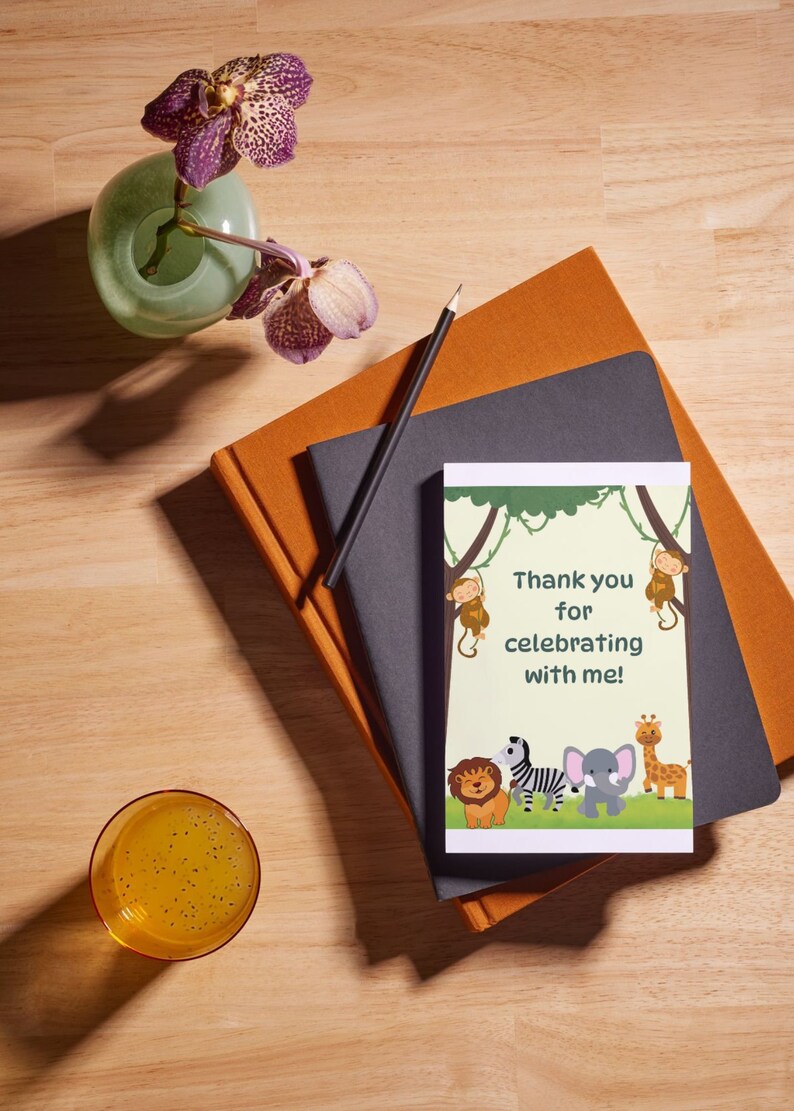 Thank You Card - Safari Birthday Party Thank You Card - Editable on ...