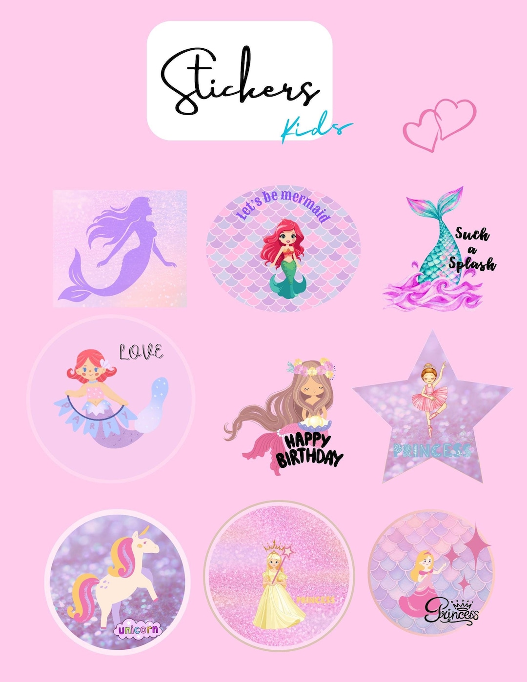 Printable Mermaid Sticker /kids Journal,planner Stickers Ocean Themed ...