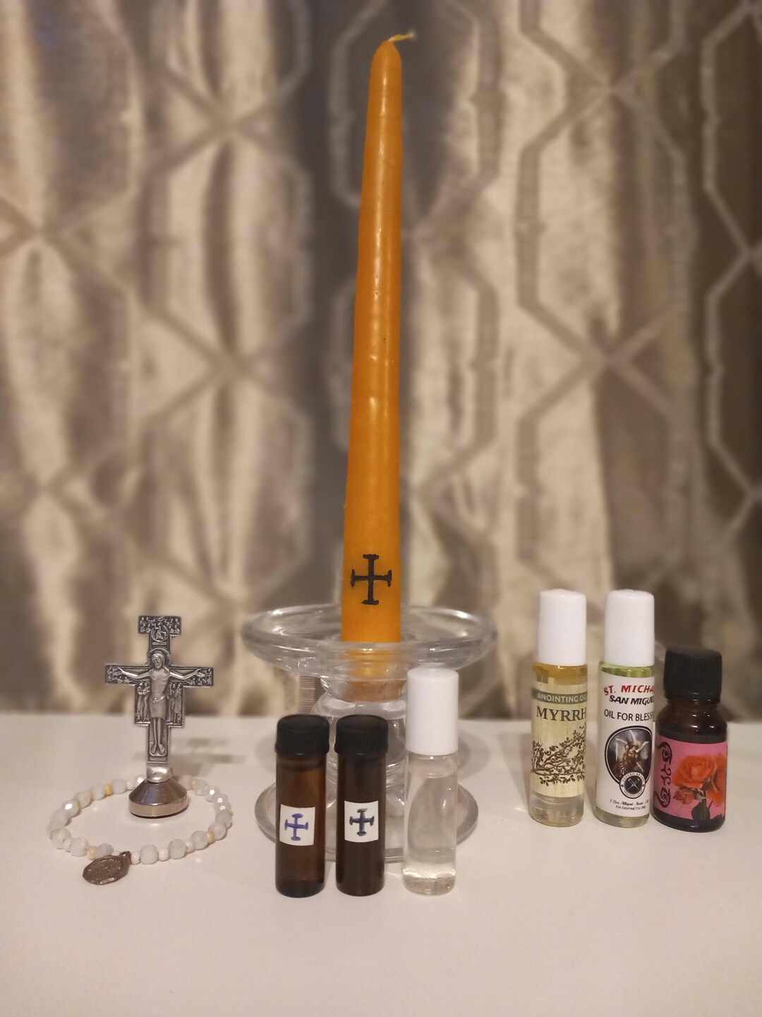 5 Pcs 100% Bee Wax Holy Anointed Exorcism Candles With 3 Vials Included ...