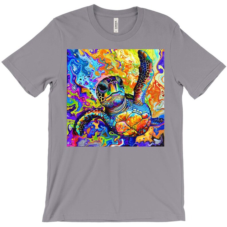 Psychedelic Turtle T-shirt Rainbow Sea Life Ocean Colorful Art Graphic ...