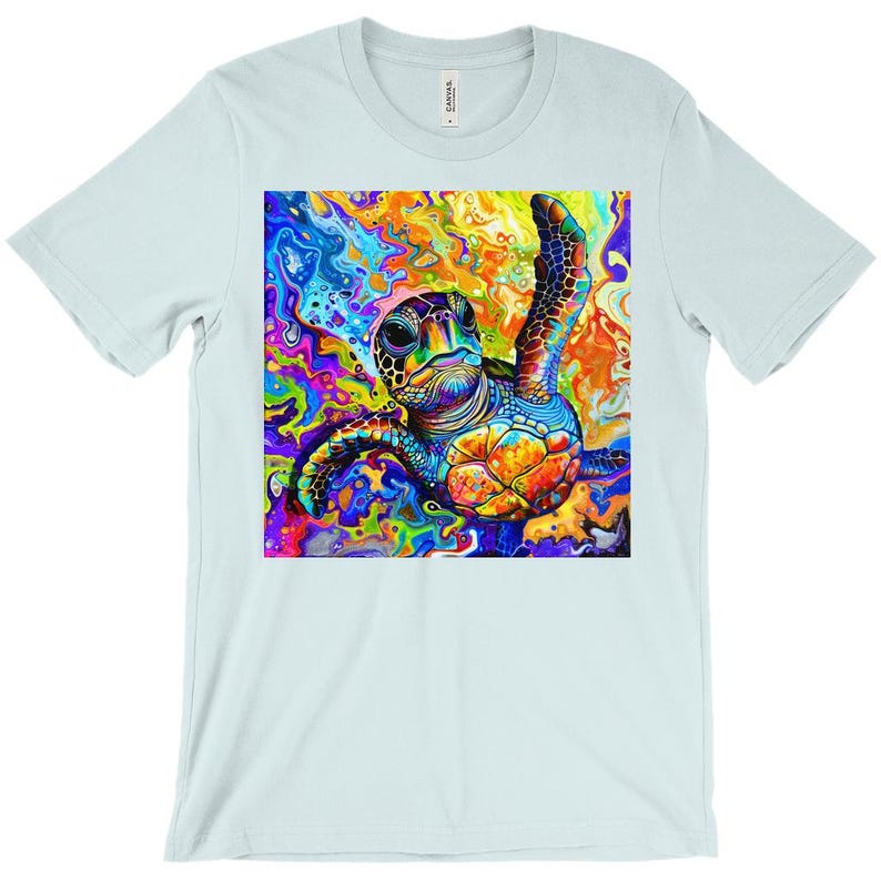 Psychedelic Turtle T-shirt Rainbow Sea Life Ocean Colorful Art Graphic ...