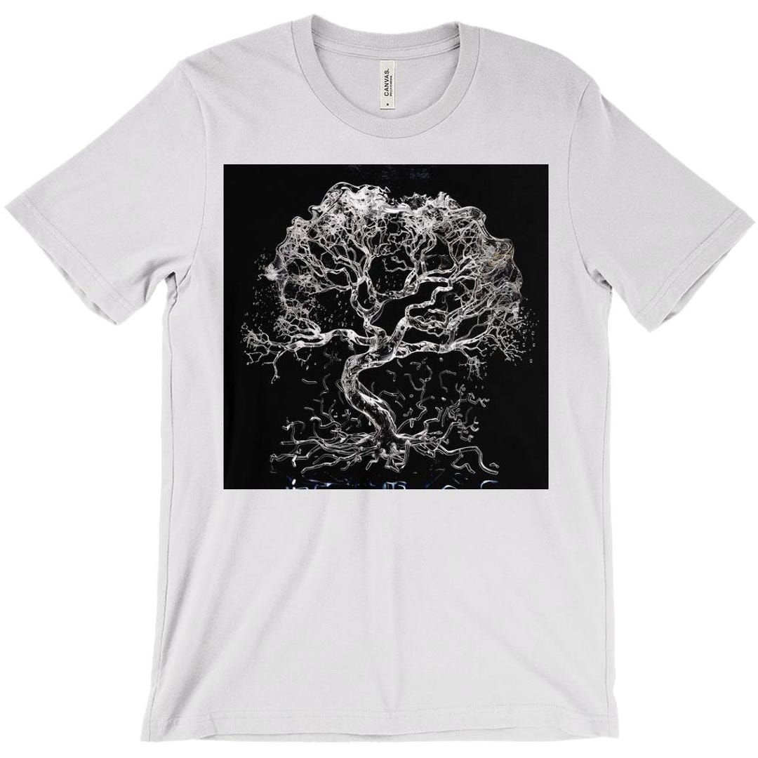 Mystic Tree T-shirt Gothic Black White Nature Art Dark Minimalist Line ...