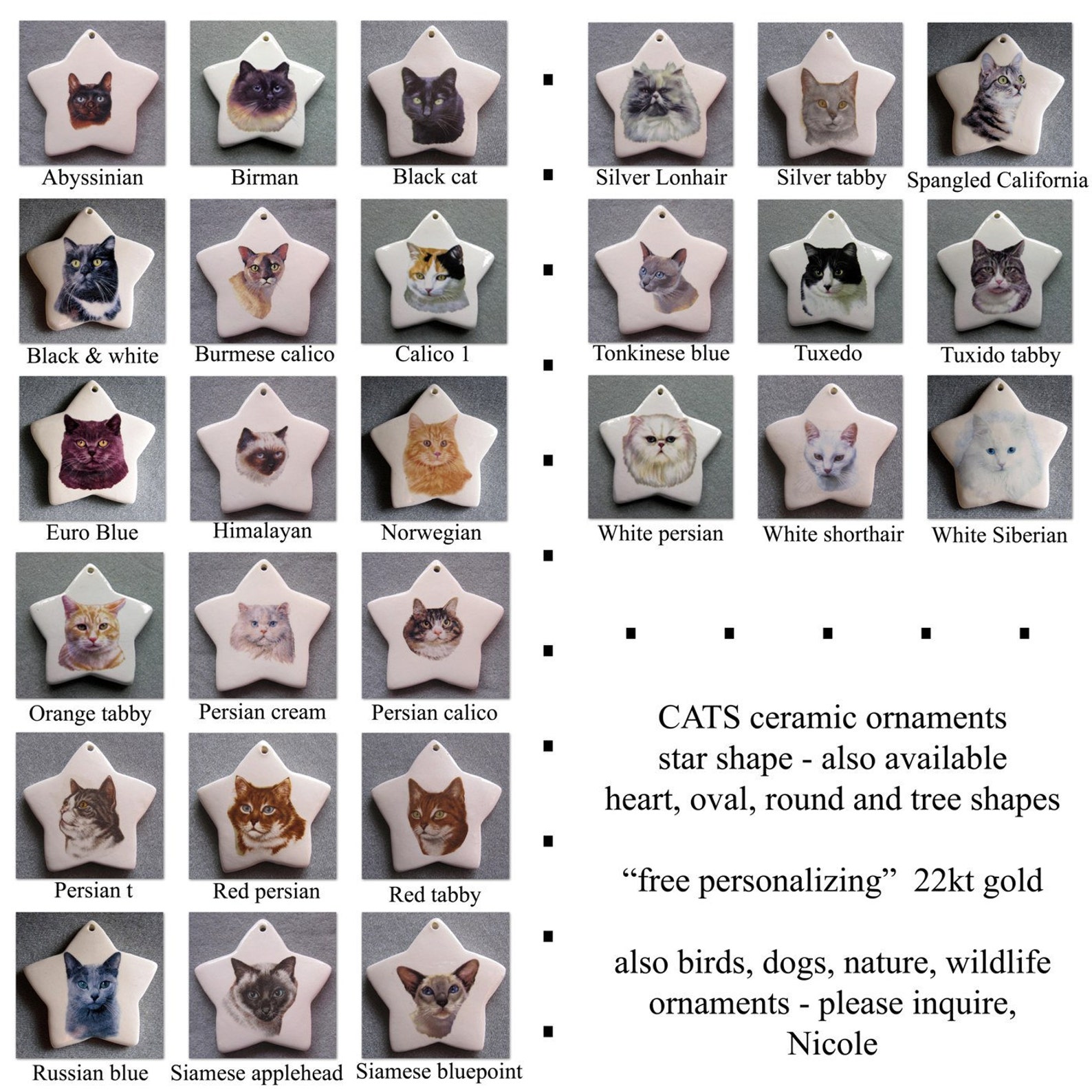 California Spangled Tabby Cat Star Ornament, Free Personalizing 22k ...