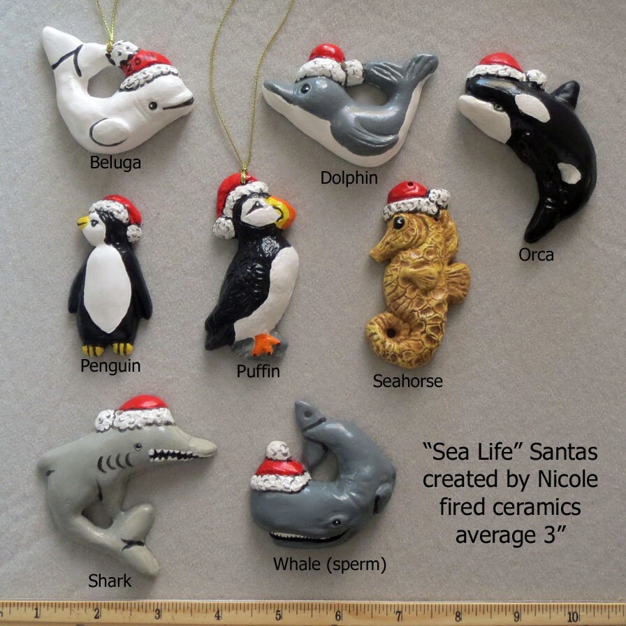 Beluga Whale Santa Christmas Ornament, Pull Down Menu Selection ...