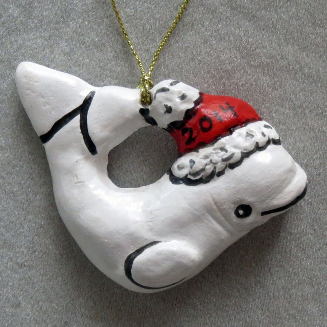 Beluga Whale Santa Christmas Ornament, Pull Down Menu Selection ...