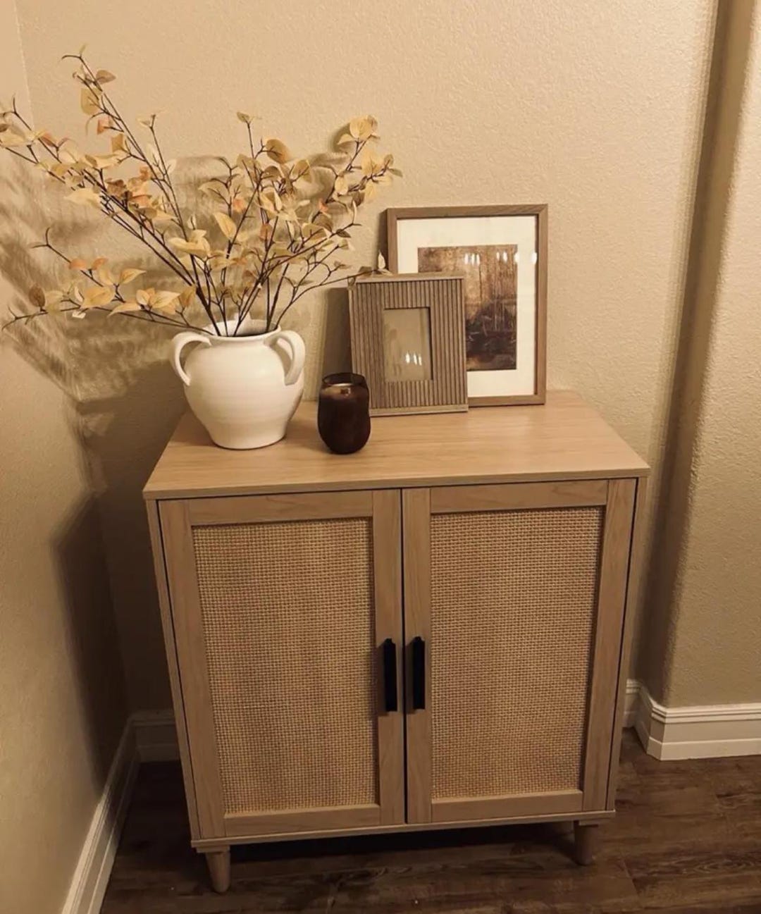 Rustic Natural Rattan Sideboard Cabinet Handmade Doors, Solid Wood, Non ...