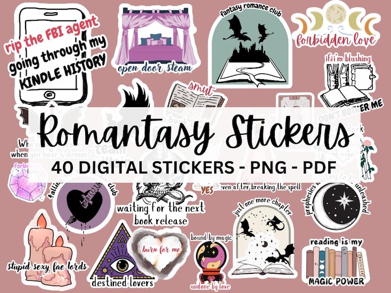 40 Romantasy Digital Stickers Bundle - Fantasy Romance Goodnotes ...