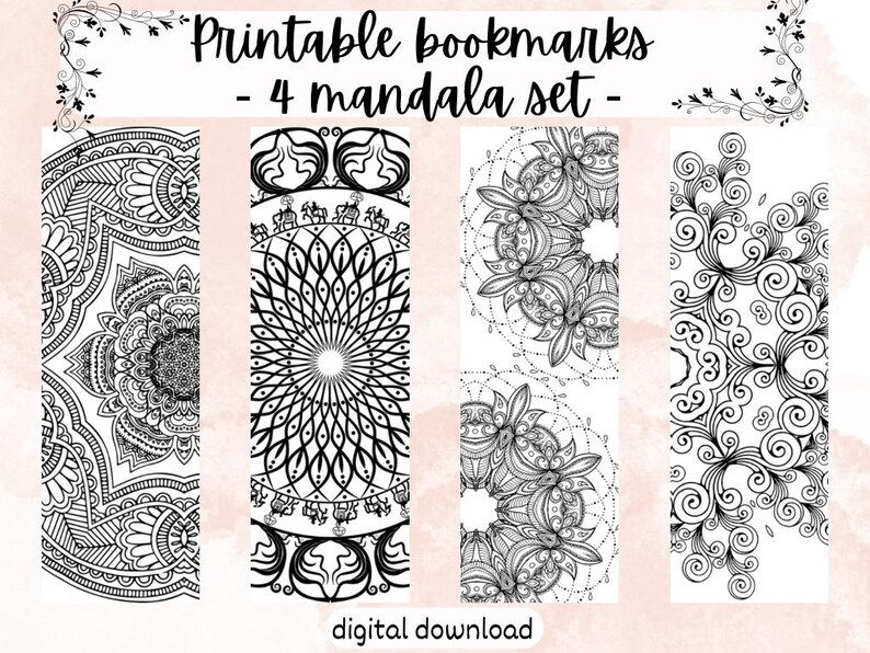 Mandala Zentangle Printable Coloring Bookmarks Back to School and ...
