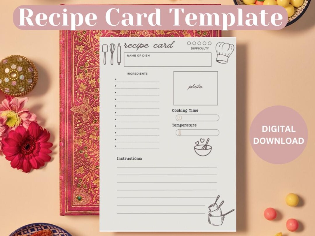 Recipe Template | 5x7 Recipe Cards | Custom Recipe Book | Recipe Card ...