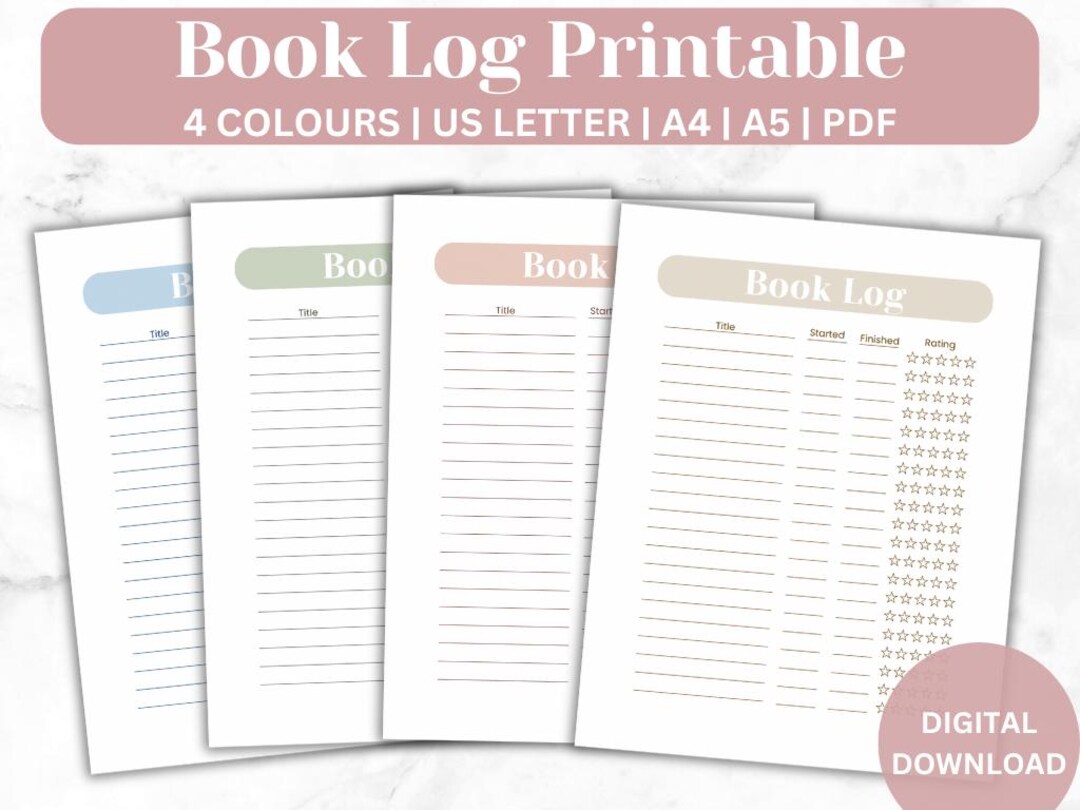 Reading Tracker Book Log Printable for Book Review | Book Tracker ...