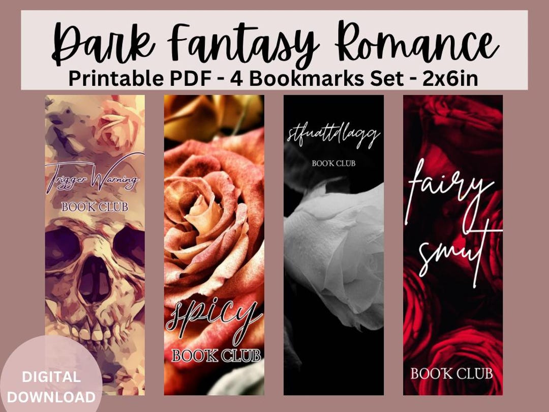 4 Dark Romance Printable Bookmarks - Fantasy Bookmark Reading ...