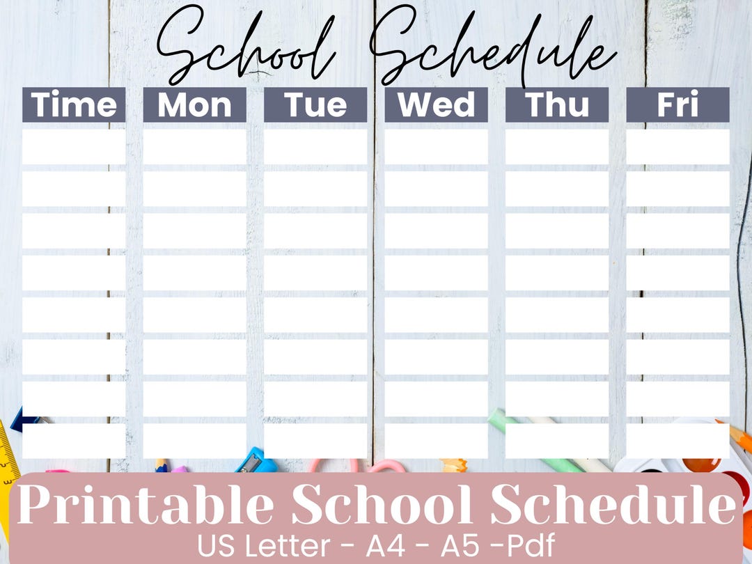 Printable School Schedule Back to School Printable Weekly Schedule ...
